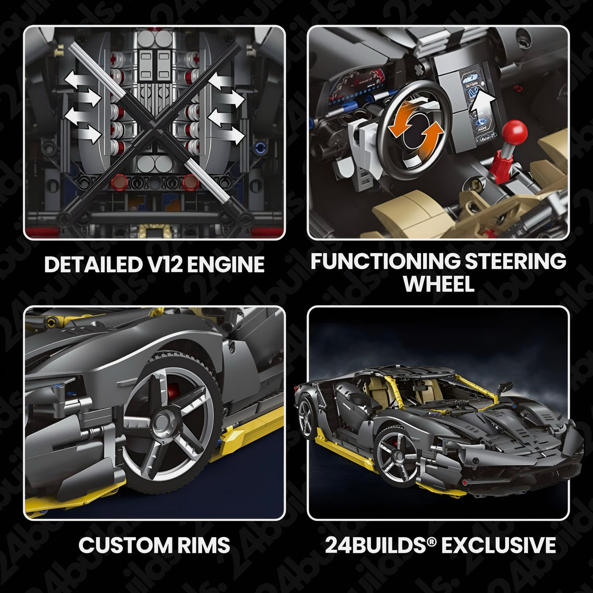 Black Edition Italian V12 Supercar | 3844pcs