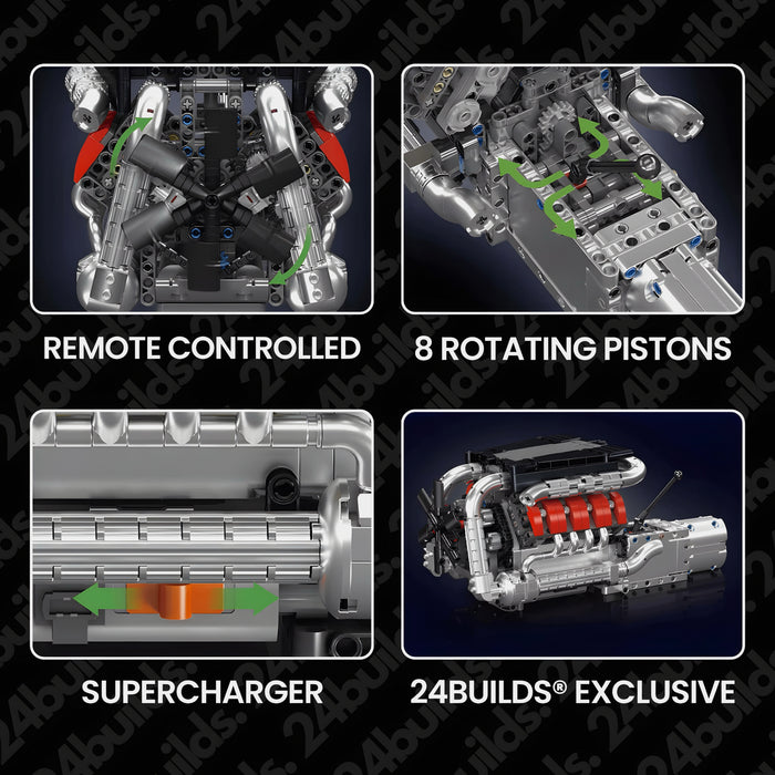 Motorised German V8 Engine & Gearbox | 1168pcs